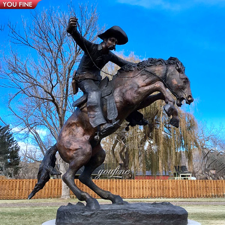 Outdoor Garden Life Size Remington Bronze Statue Horse Riding Sculpture ...