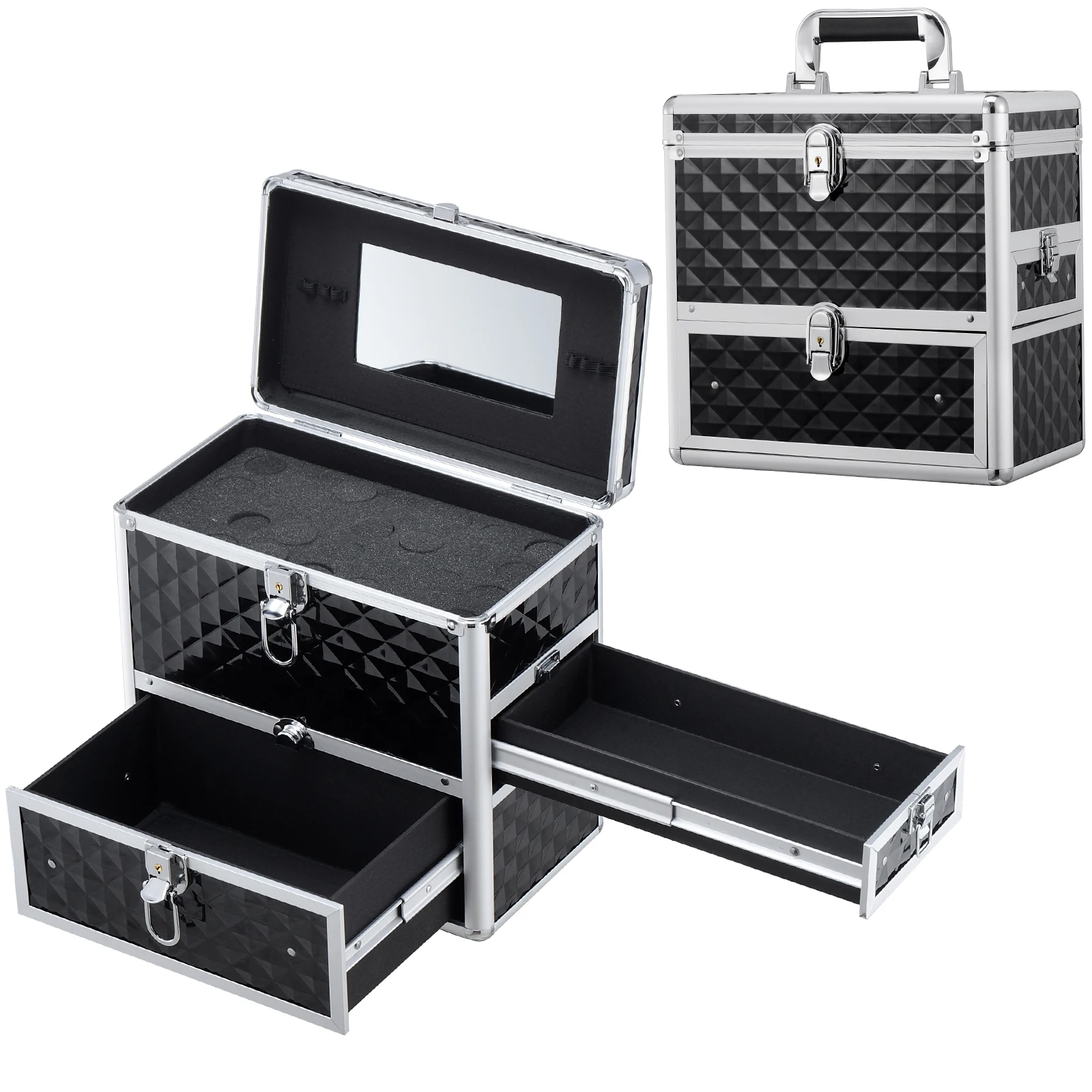 Professional Makeup Train Case with Mirror Travel Cosmetic Case ...