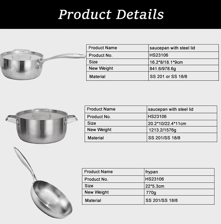 Wholesale Oem/odm Stainless Steel 304 Cooking Pots And Pans Nonstick ...
