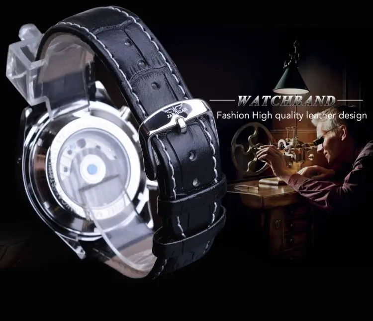 JARAGAR GMT1144 Luxury Men's Mechanical Automatic Watch with Leather ...