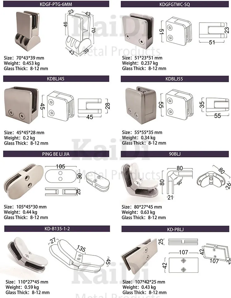 Balustrades Fittings Glass Railing Handrail Hardware Fixing Clip Glass Stairs Bracket Glass ...