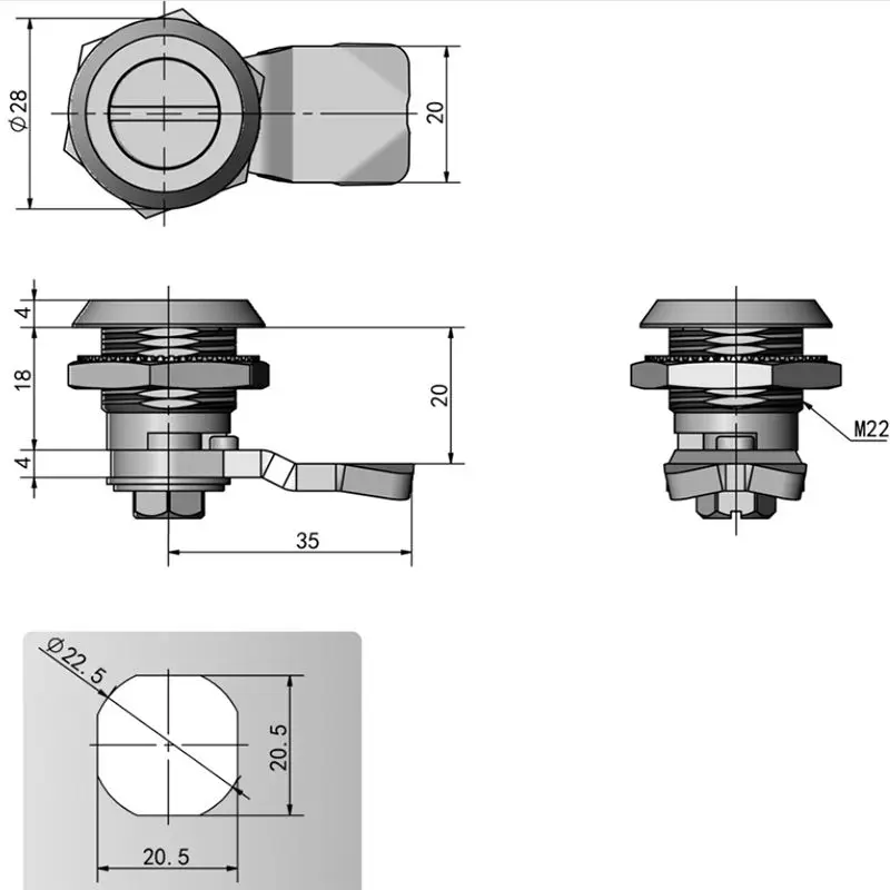 Xk205 Southco E5 Series Optional Lock Core Shape Construction Equipment ...