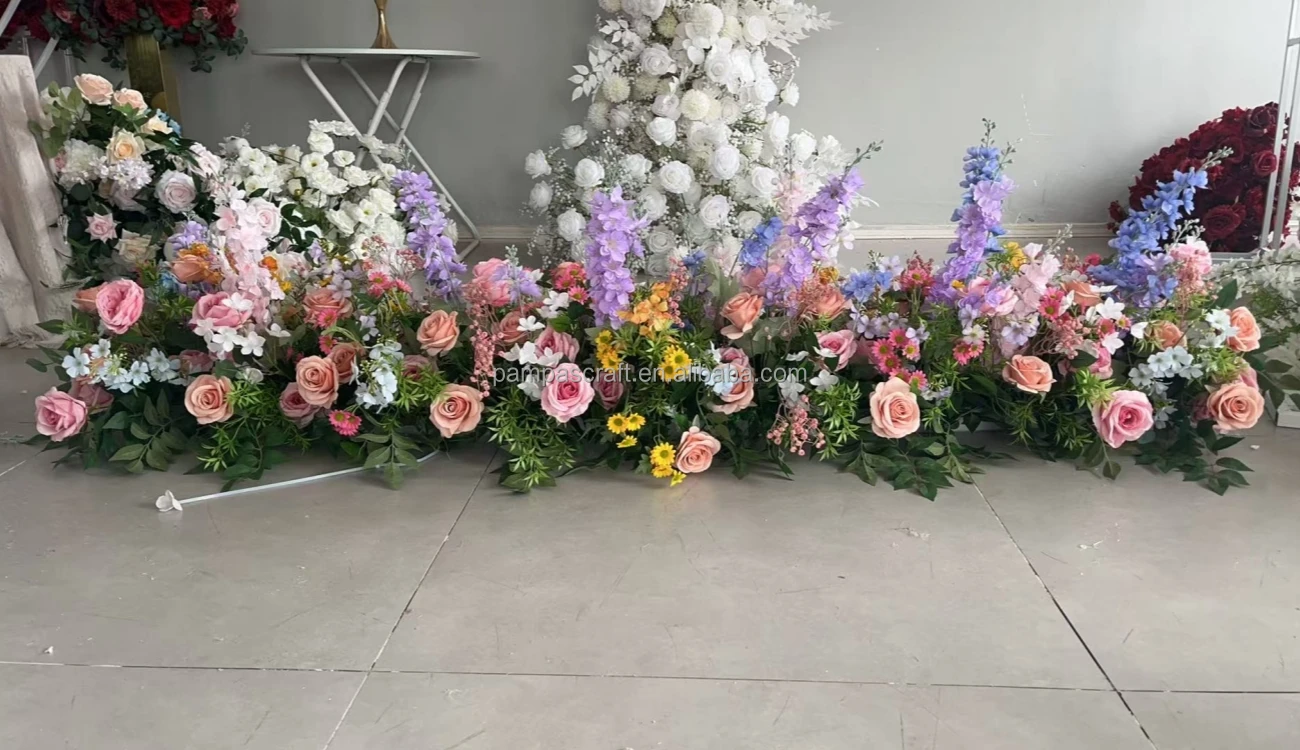 New Design Flower Runner Wild Flower Mix Delphinium for Wedding Table ...
