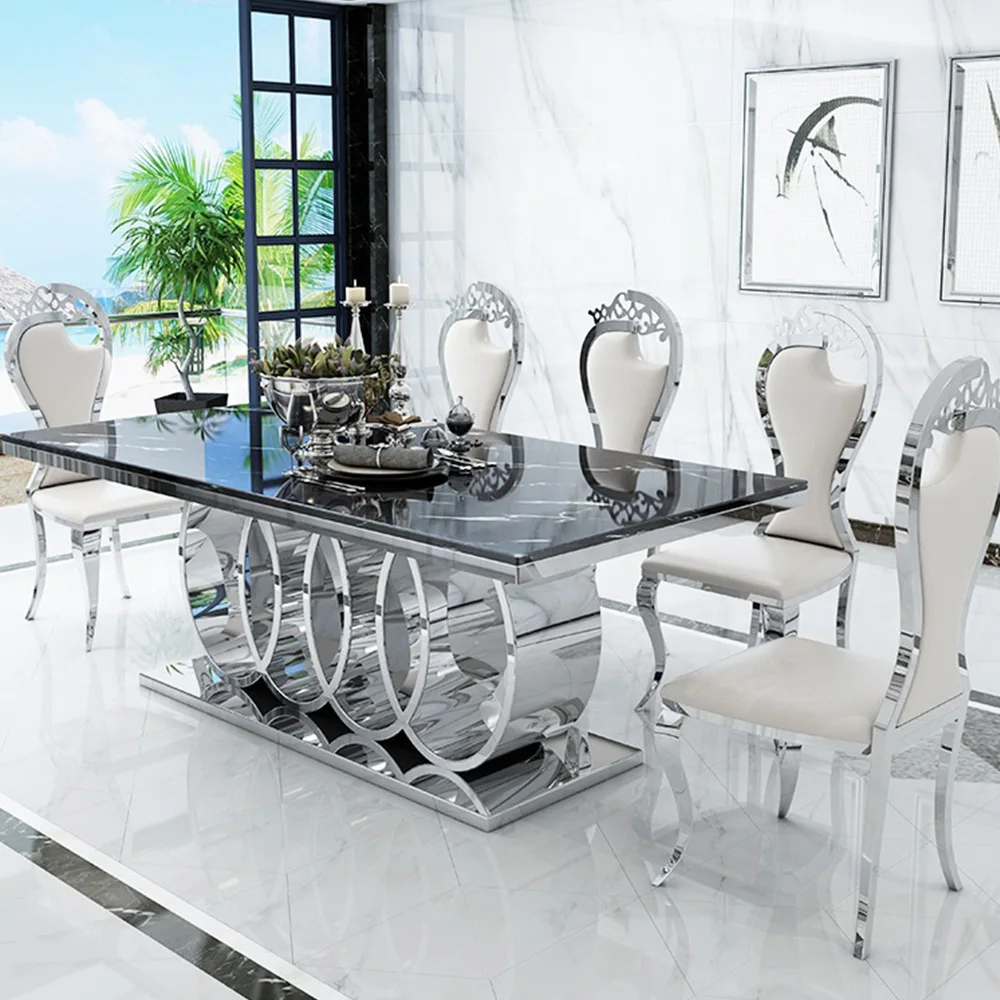 Home Furniture Luxury Modern Dining Room Sets Dining Table And Chairs ...