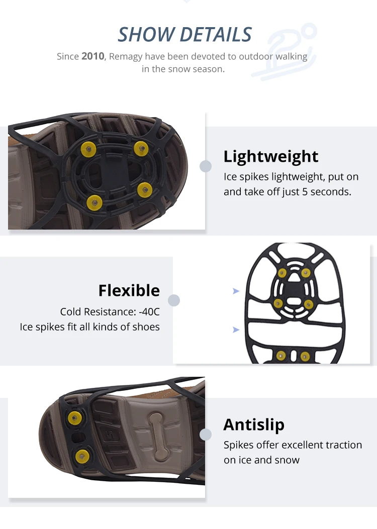 Sports Shoes Gripper Durable Anti Slip Tpr Ice Crampons For Hiking ...