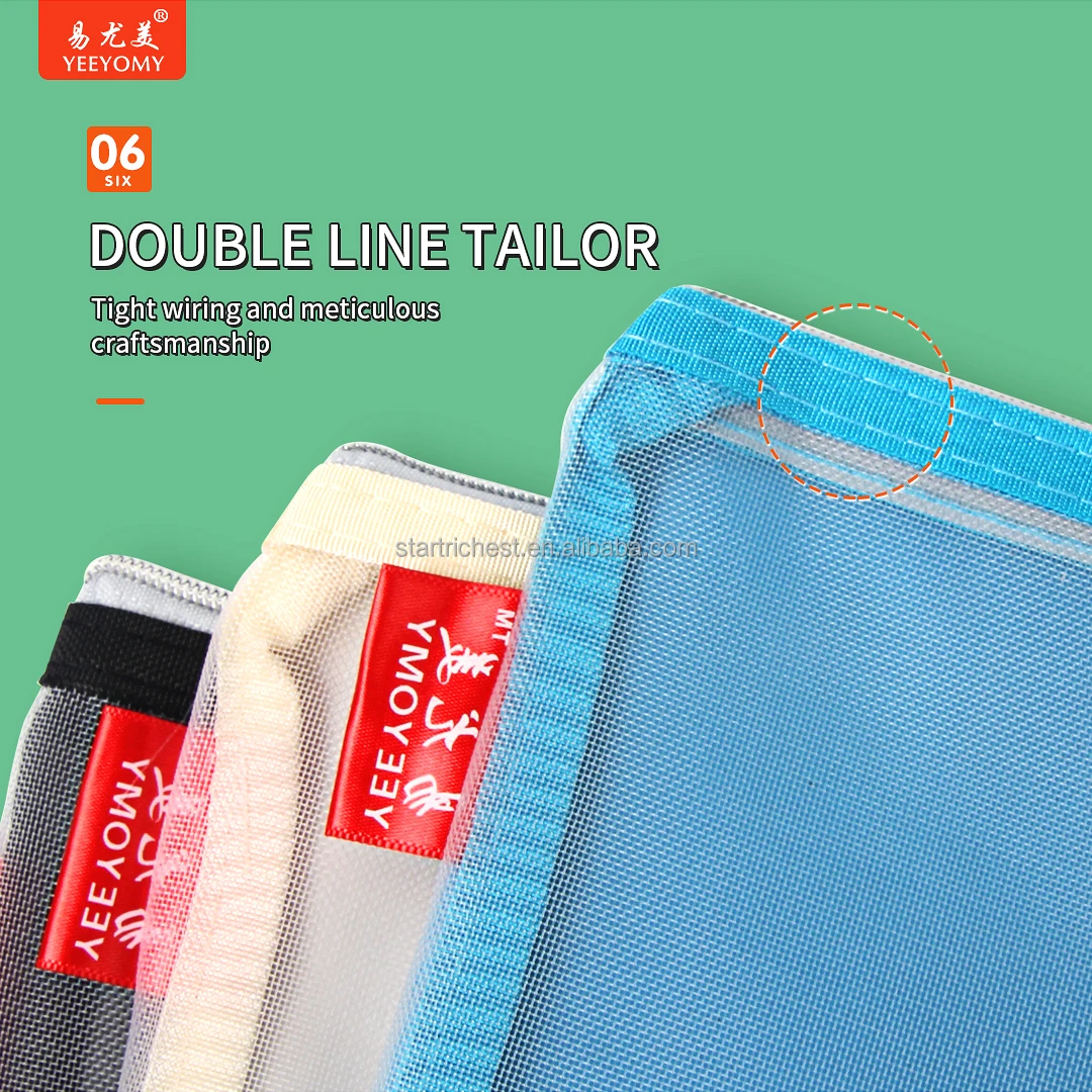 Custom Nylon Mesh Zipper Pouch File Folders Clearly Visible A4 Document ...