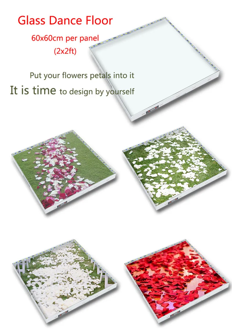 Flower Dance Floor - LED Light Glass for Wedding & Events