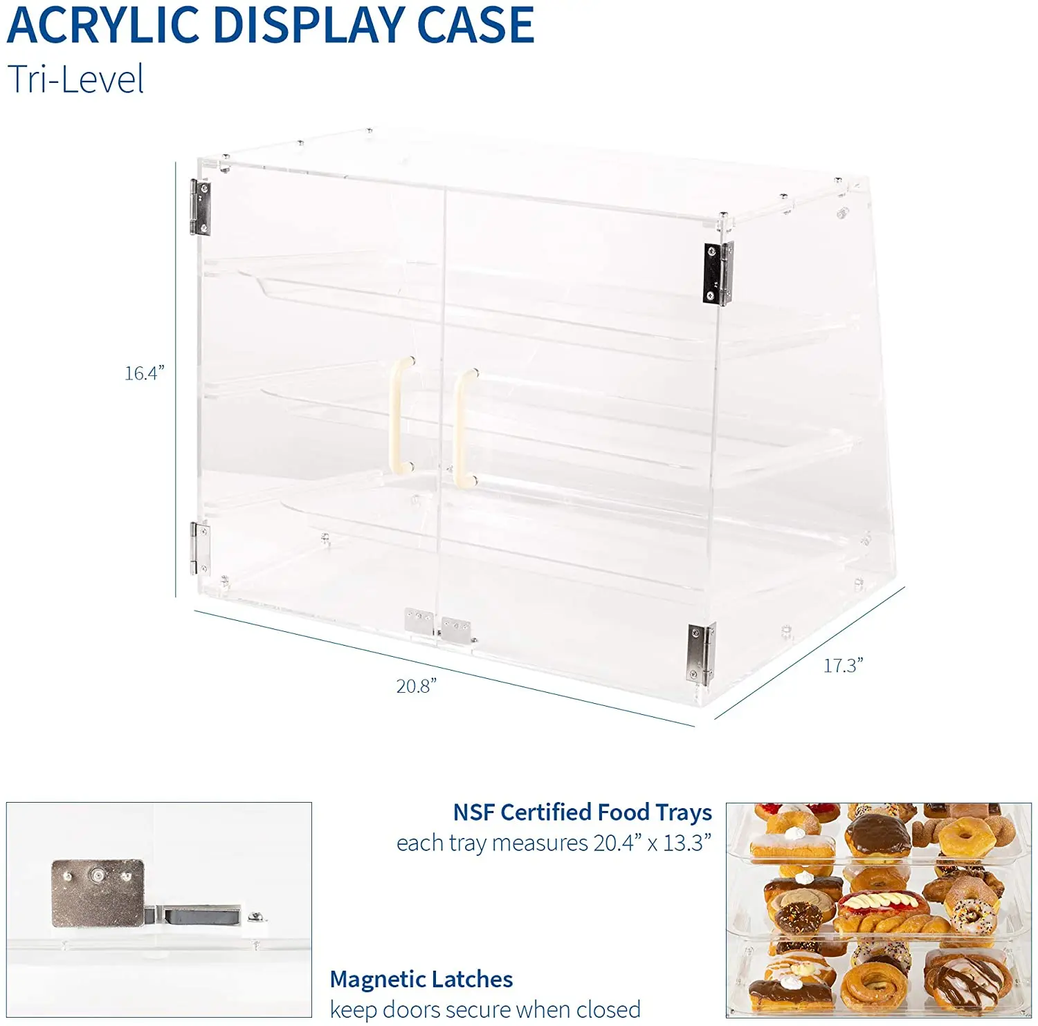 3-tier Acrylic Pastry Display Case - Modern Bakery Showcase