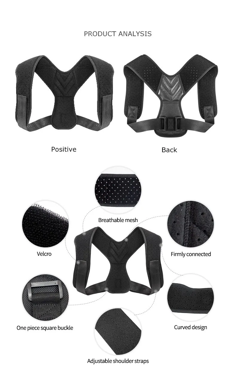 Adjustable Back Brace Posture Lumbar Support Belt Back Magnetic Posture ...