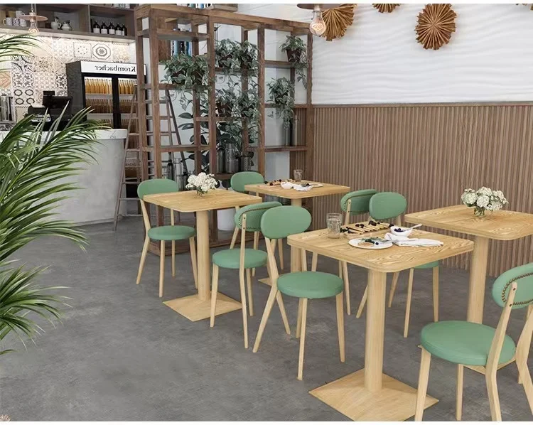 Modern Simple Solid Wood Restaurant Dining Table and Chair Set, Leisure ...