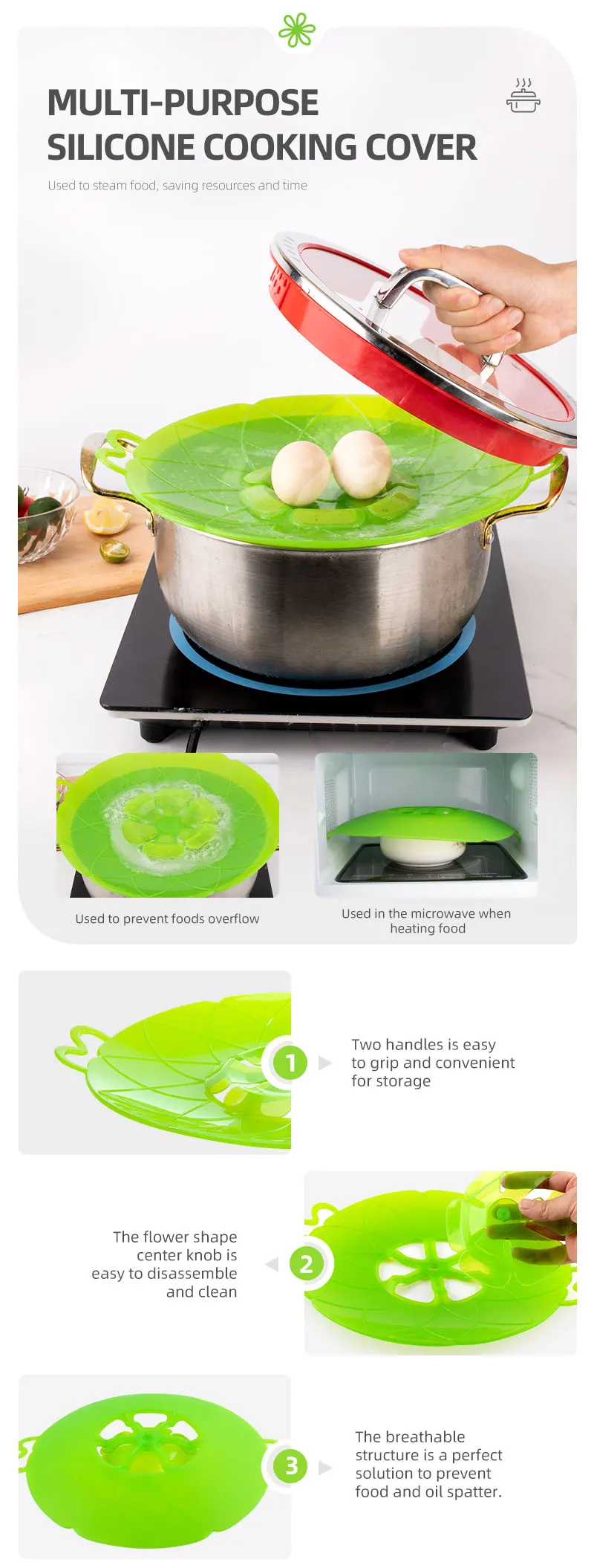 Cooking Kitchen Tool Silicone Boil Over Spill Stopper Splatter Guard ...