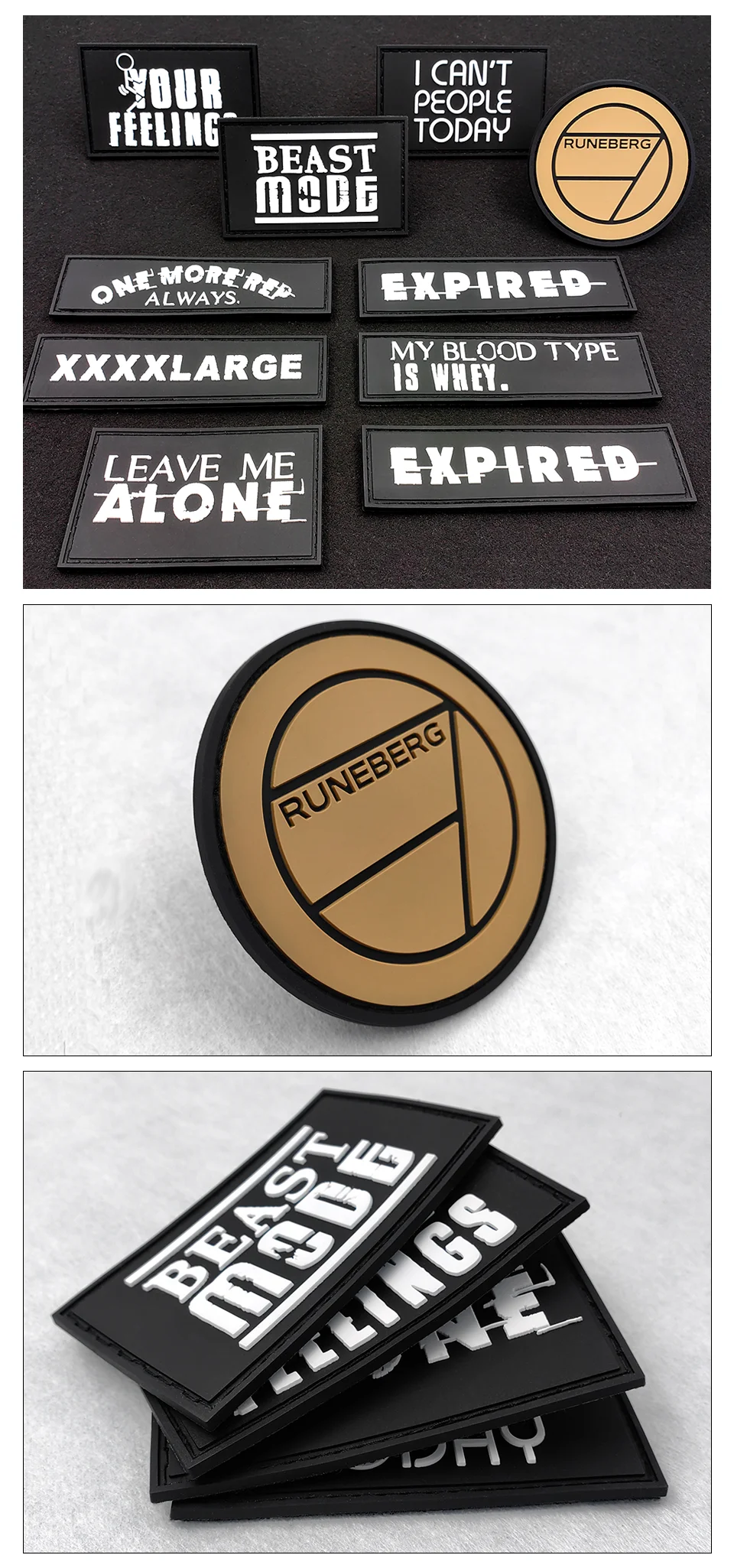Custom Logo 3D Rubber Patches - Embossed Silicone Appliques