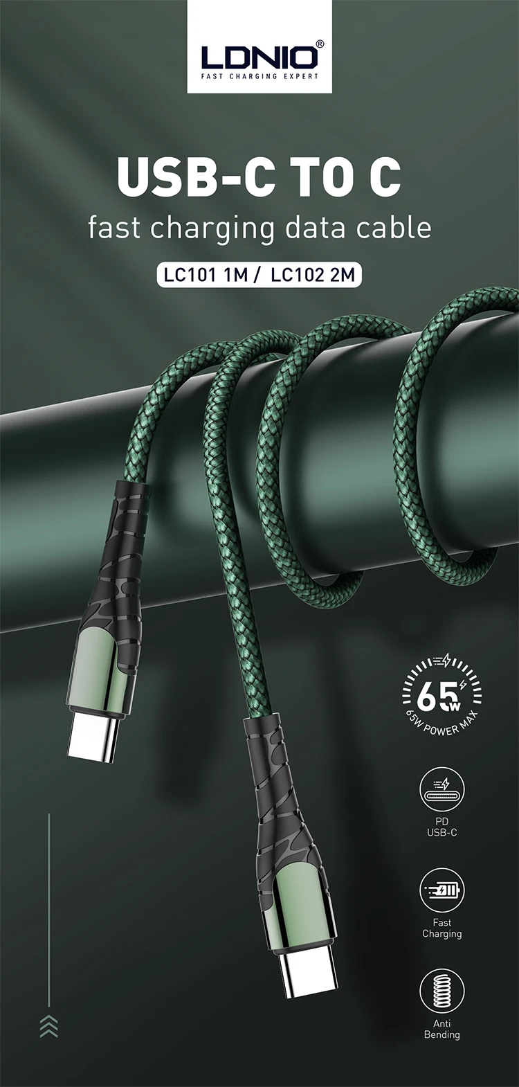 Ldnio Lc101 2023 3a Fast Charging Data Cable Type C To Type C Pd Type-c ...