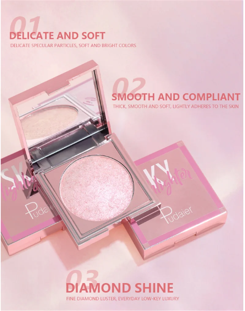 Pudaier Face Highlighter Palette,Glossy Glitter Highlight Contouring ...