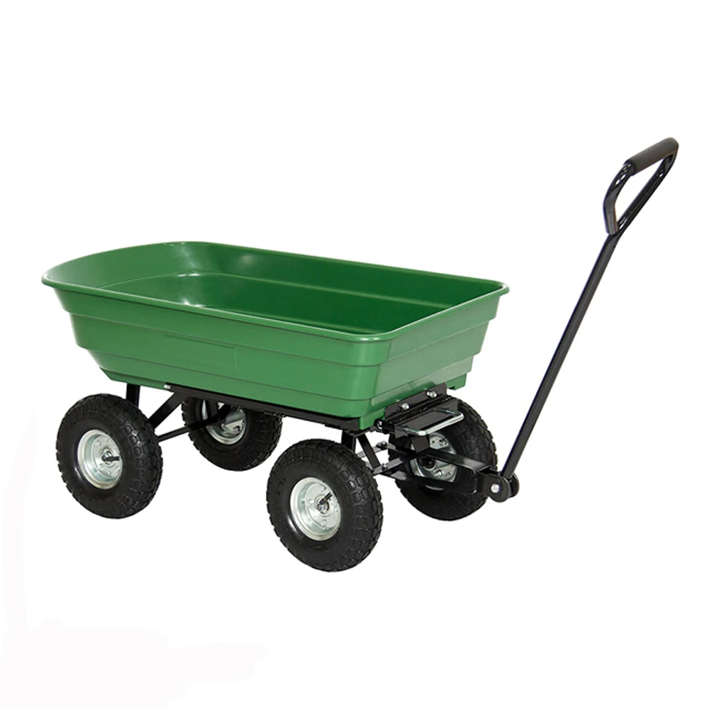 China OEM Green Dump Cart Wagon Trailer with four wheels| Alibaba.com