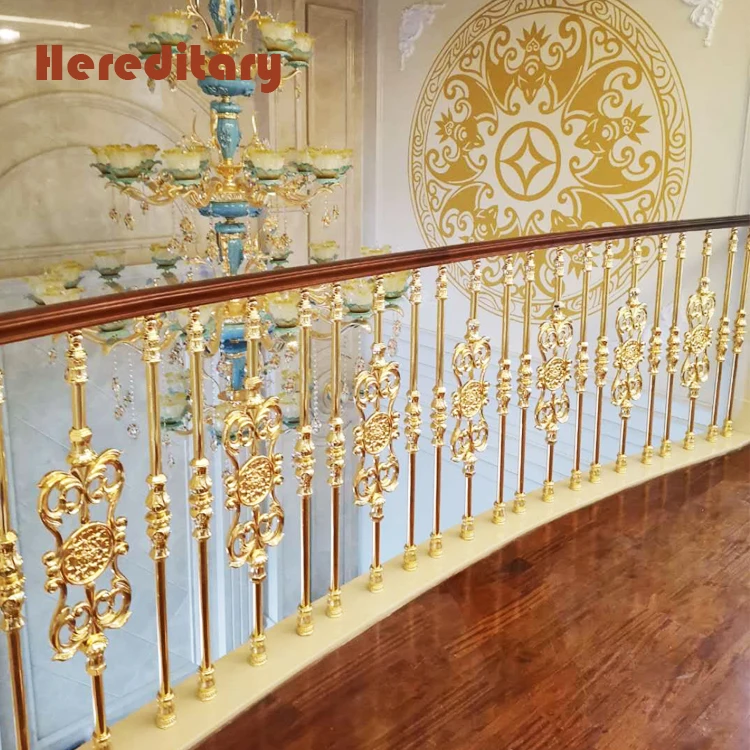 Luxury Aluminum Stair Railing with K Gold Rose Gold Design