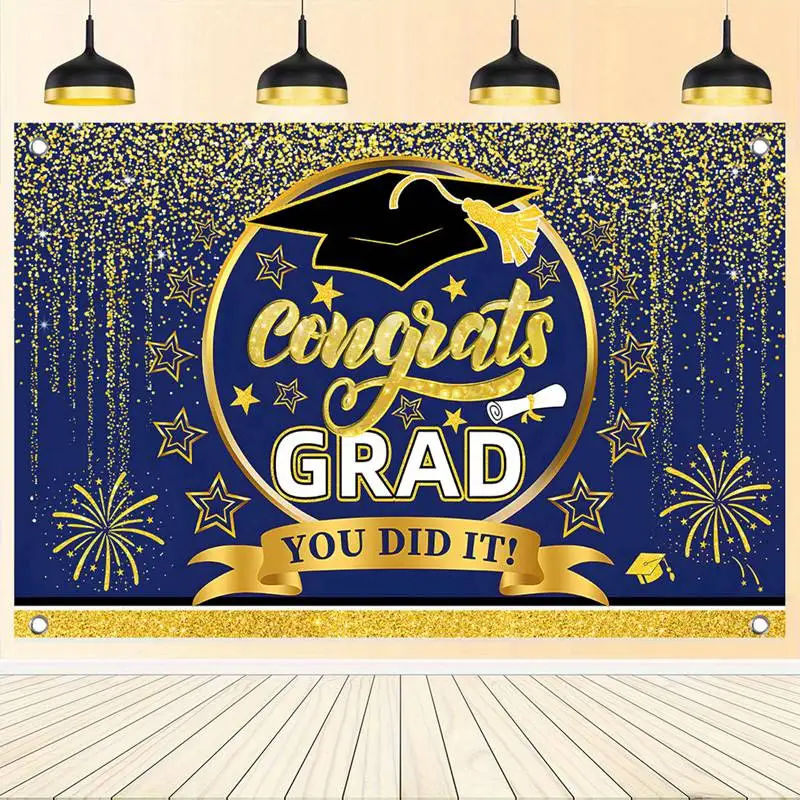 Graduation Backdrop Congratulate Grad Backdrop Graduation Celebration ...