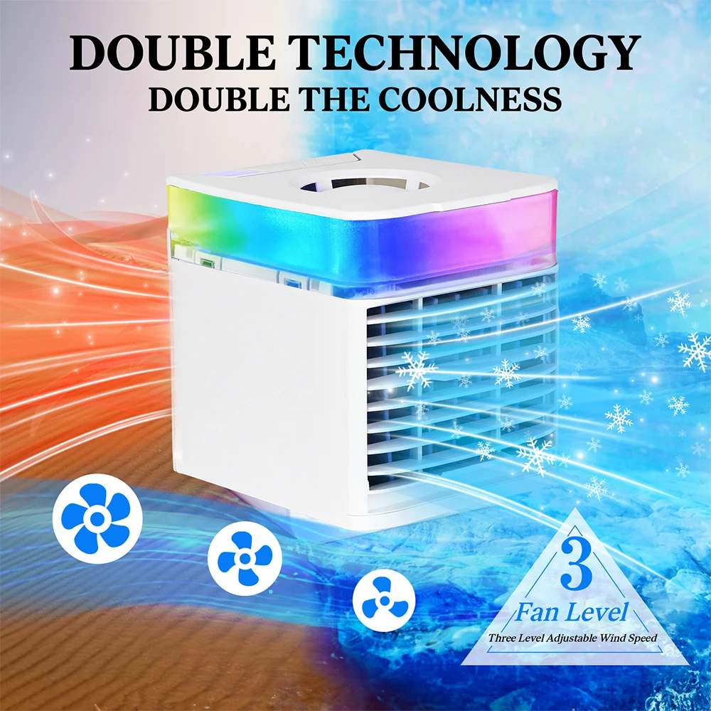 Portable Ac Desktop Air Conditioner With 7 Colors Led Lights Mini Air ...