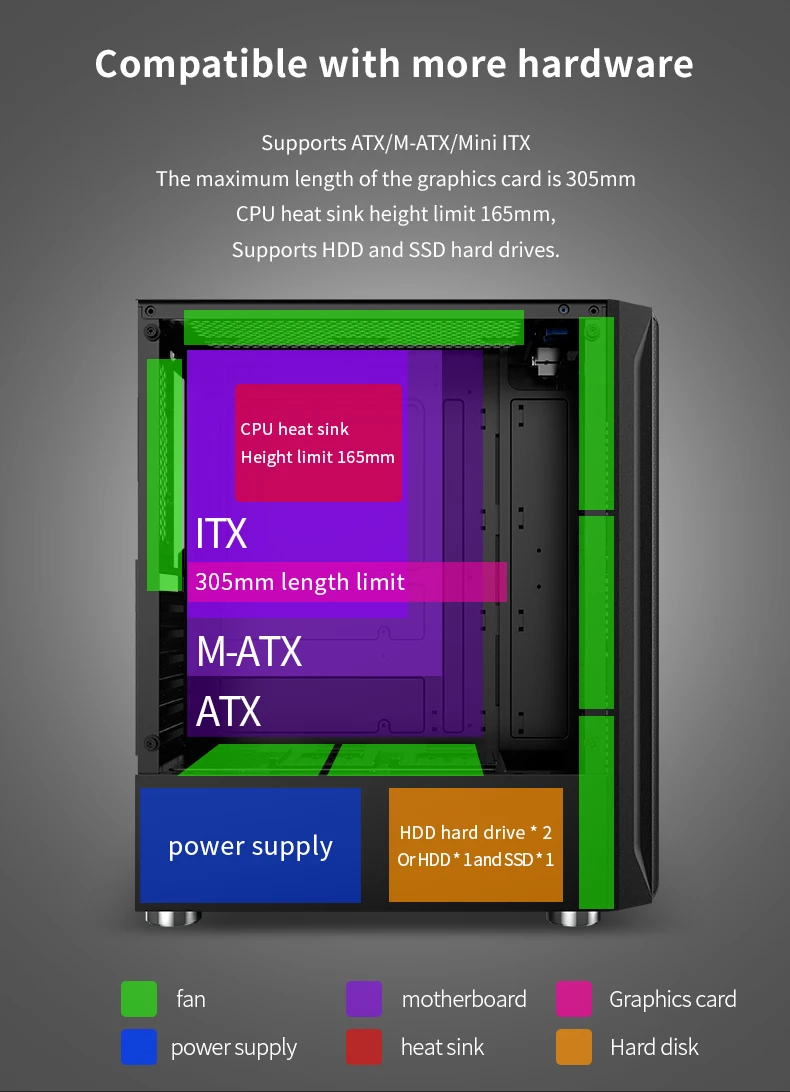 SNOWMAN Gaming Case - ATX Desktop PC Tower with RGB Fans
