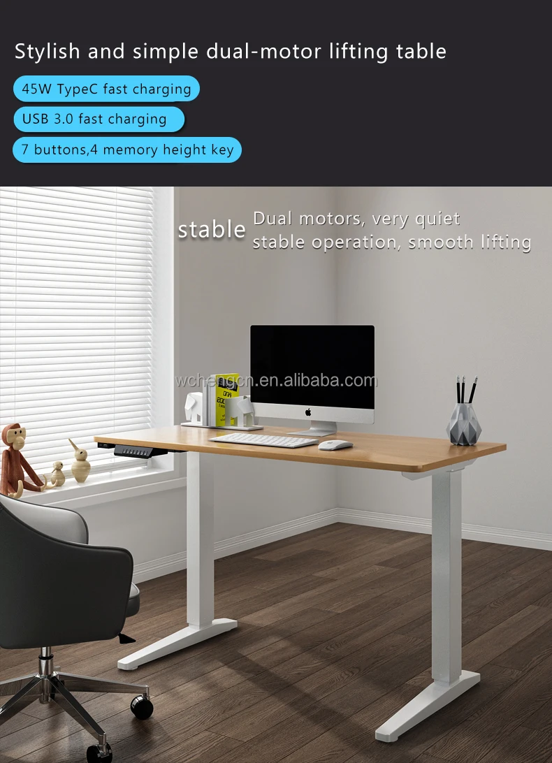 Ergonomic Smart Furniture Electric Height Adjustable Study Table Gaming ...