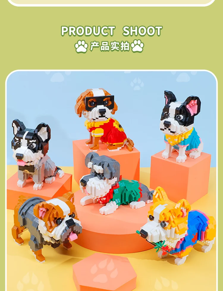Balody Mini Block Schnauzer Diamond Building Block Husky Corgi Bulldog ...