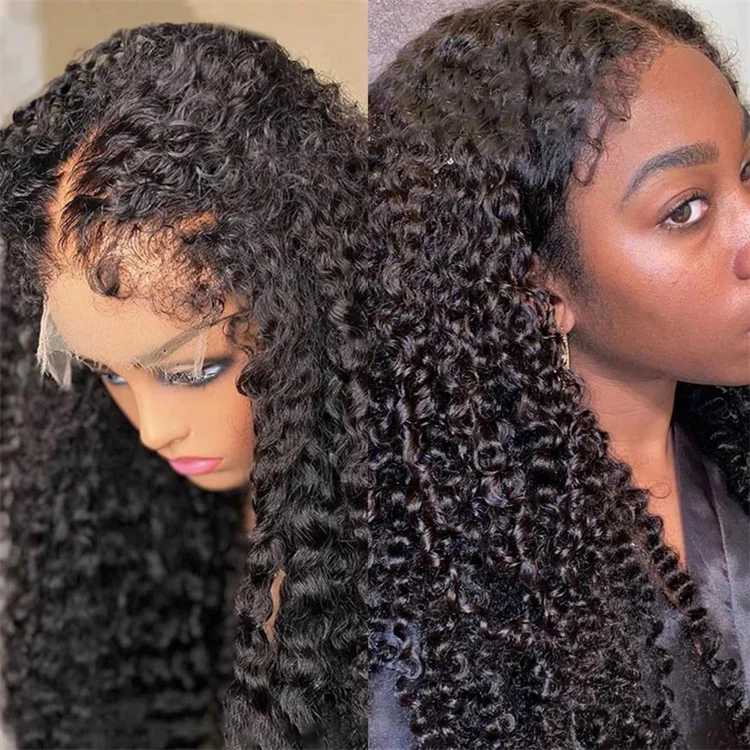 13x6 Curly Baby Hair Edges Wig Deep Wave Swiss Lace Front Human Hair ...