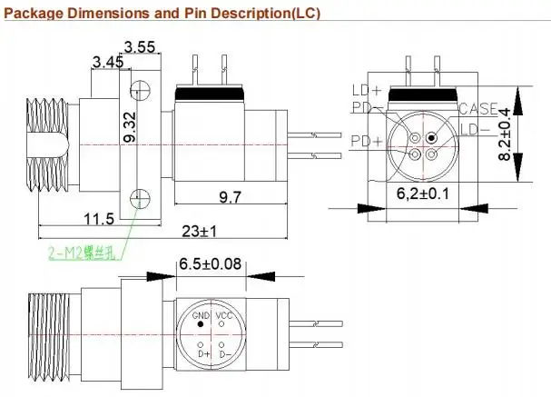 High Sensitivity FC Receptacle BOSA Transceiver 1310nm