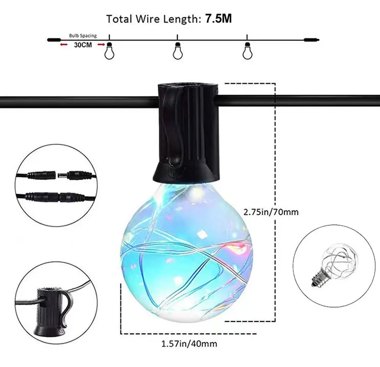 Multi Color Changing Patio Lights Led Outdoor 15 Edison Bulb Festoon ...