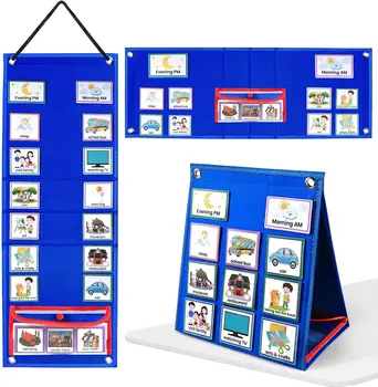 Kids Visual Schedule Calendar Chart 2 In 1 Autism Daily Chore Routine ...