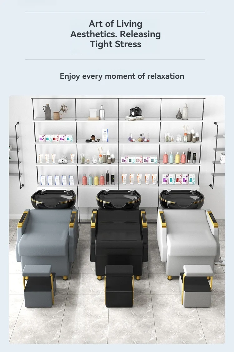 Modern Backwash Light Grey Color Professional Salon Shampoo Station ...