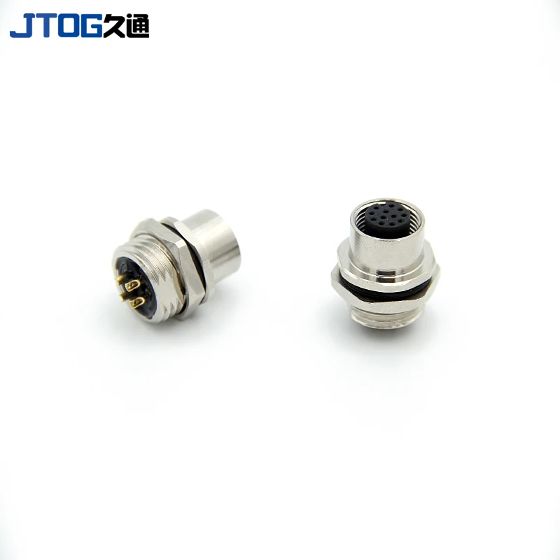 M12 4pin A Code Female Soldered Waterproof Metal Front Mount Receptacle ...