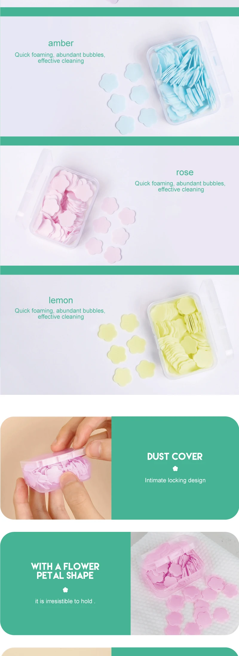 Wholesale Portable Hand Washing Paper Soap Sheets Petal Soap Paper ...