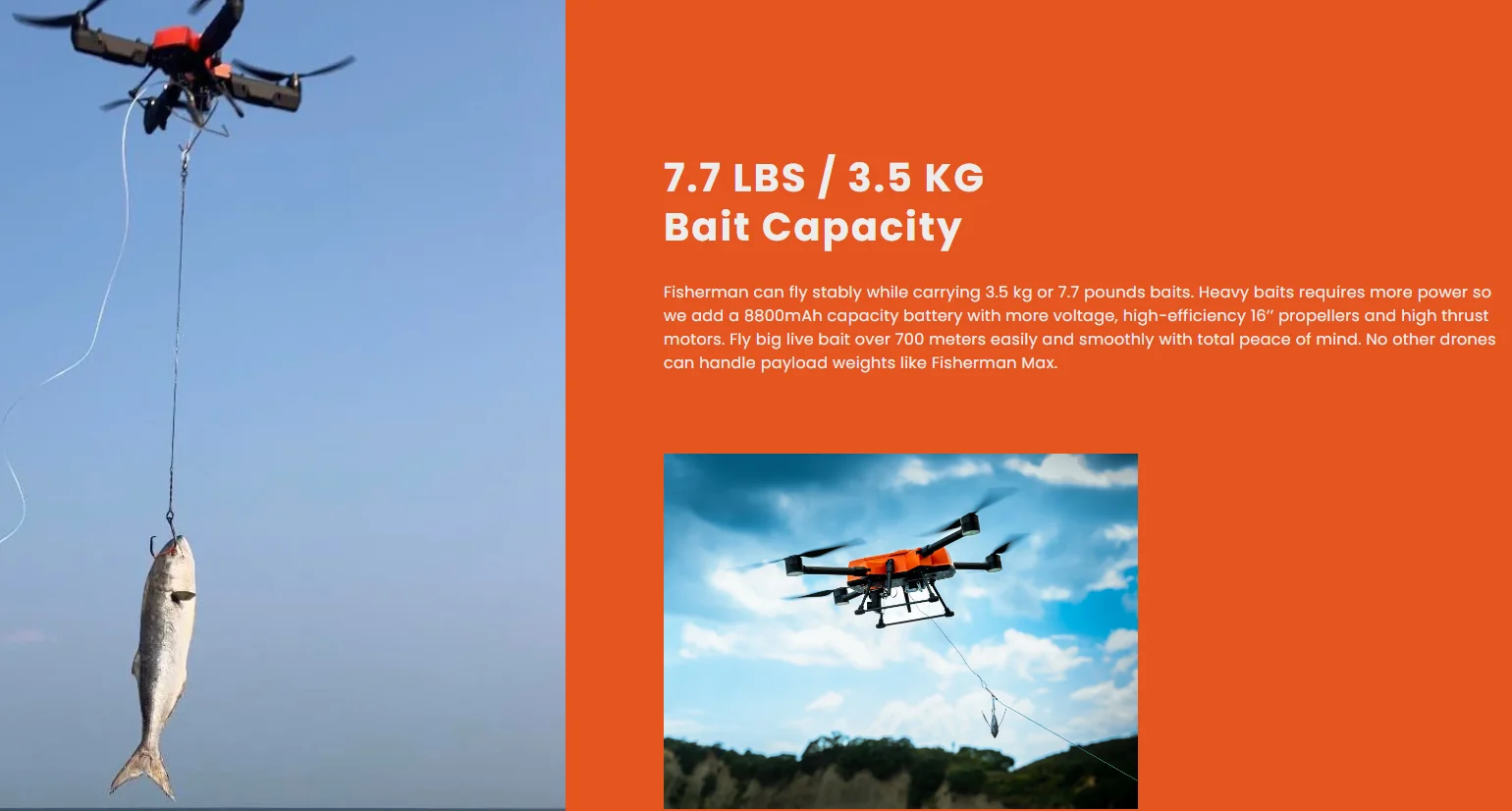 Fisherman MAX (FD2) Heavy Lift Fishing Drone - 3.5KG Bait Capacity