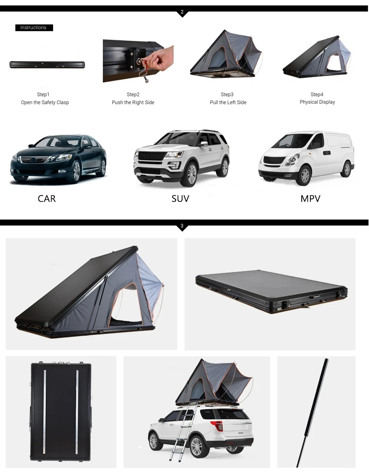High Quality Aluminium Triangle Roof Top Tent Lightweight Truck Campers ...