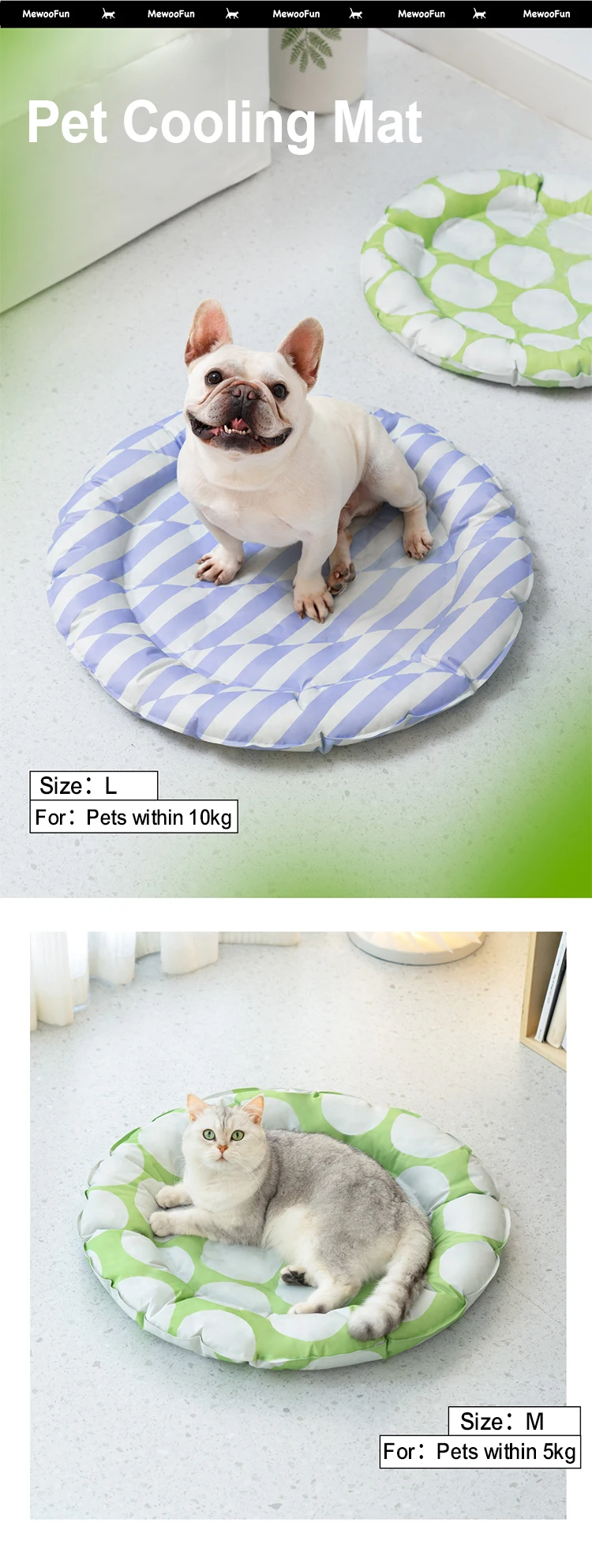 Mewoofun Washable Pet Cat Cooling Mat Dog Pet Cool Ice Pad Mat Summer ...