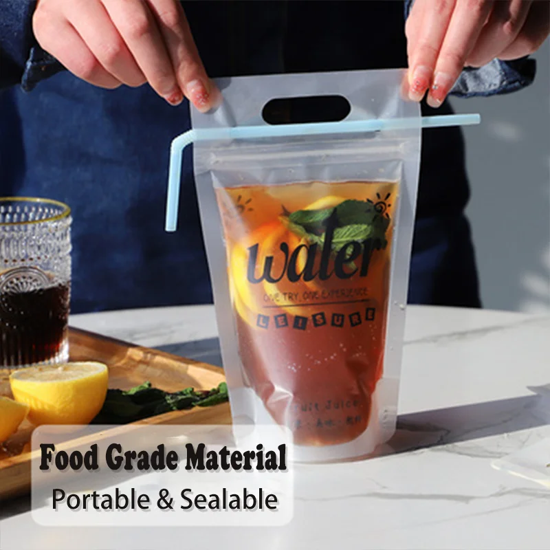 Eco-Friendly Recyclable Stand up Drink Pouch with Spout & Straw ...