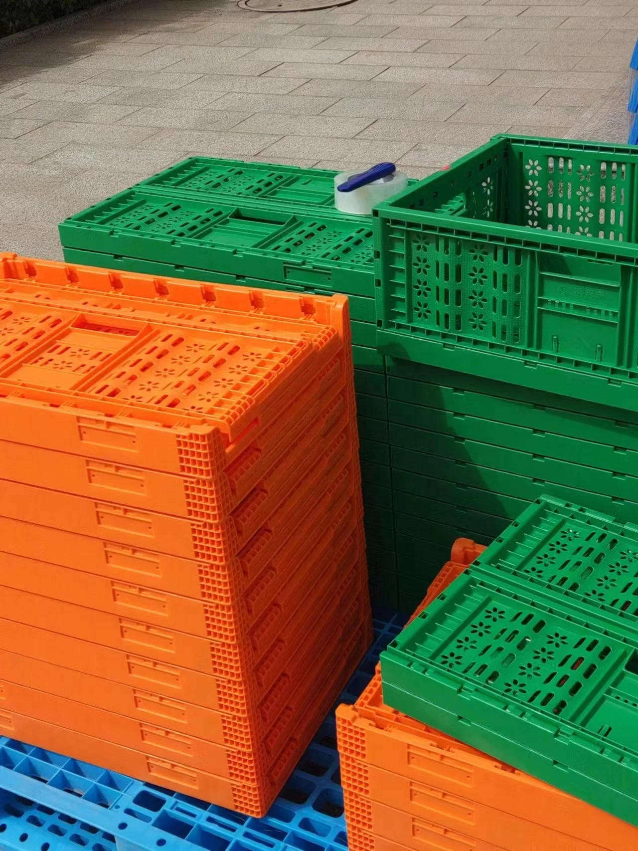 Tourtop Hinged Logistics Plastic Crate Nestable Turnover Moving Boxes ...