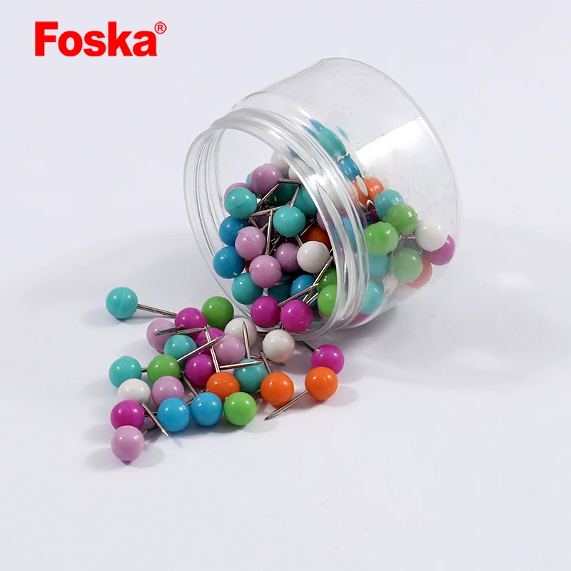 Foska New Items 20mm 100pcs Color Assorted Map Pins Office Round Head ...