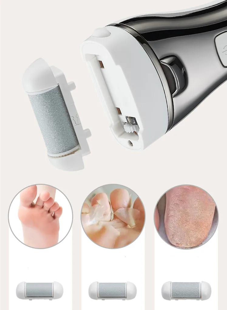 3 Roller Waterproof Professional Foot File Pedicure Kit Tool Electric ...