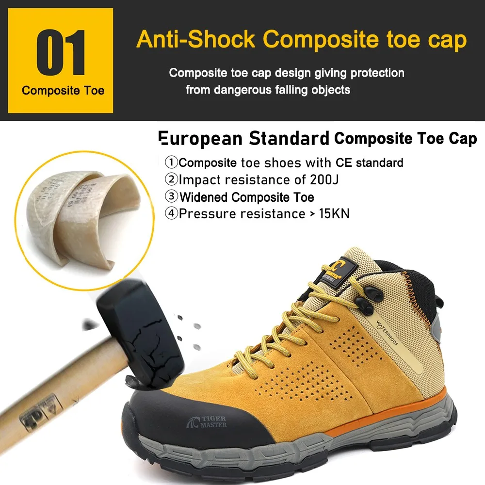 Oil Acid Resistant Anti Slip Rubber Outsole Safety Shoes Fiberglass Toe ...