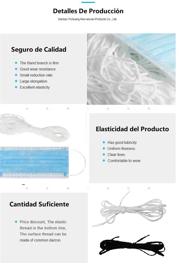 3mm Pla Factory Made Black Elastic Earloop Round Elastic Round Ear Loop ...