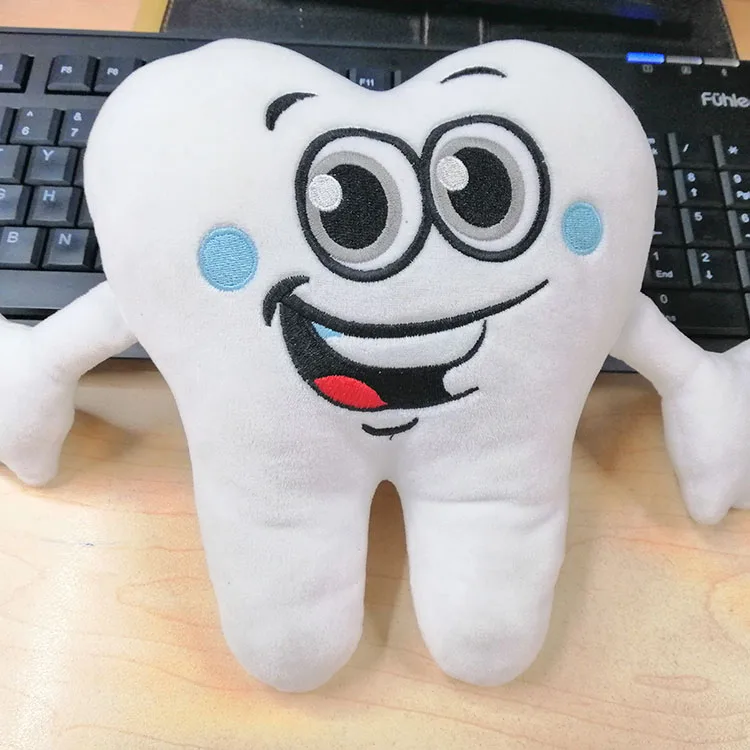 Beautiful White Soft Plush Tooth Toys With Wings Custom Oem Smile ...