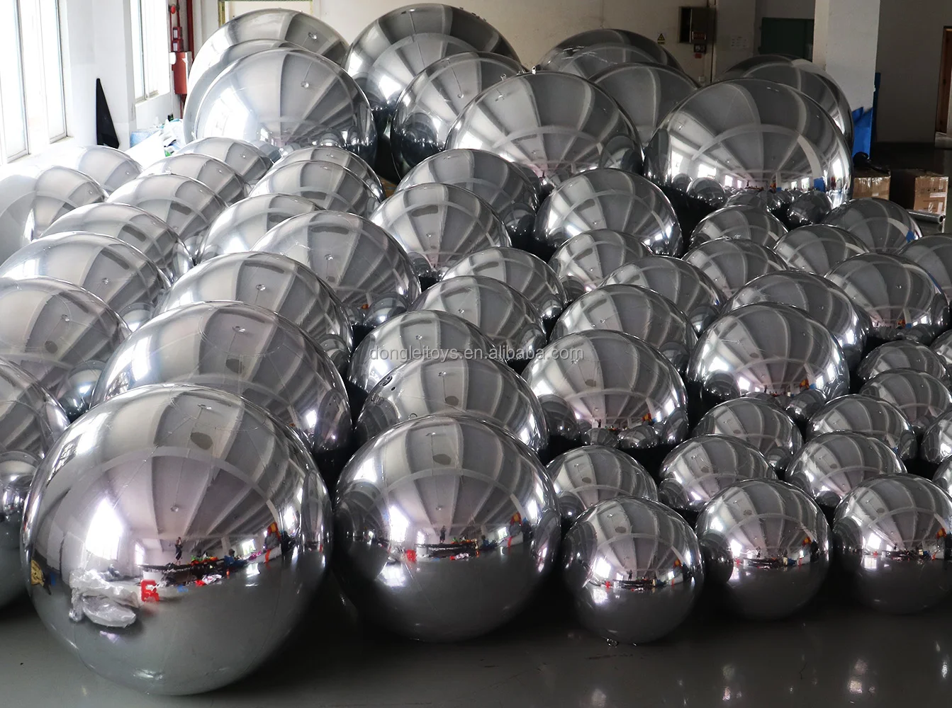 Giant Commercial Gold & Silver Mirror Ball Inflatable Balloon Colorful ...