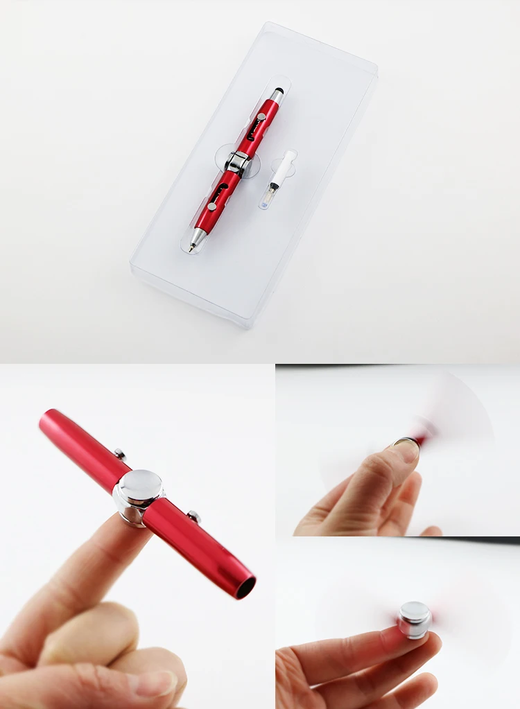 Toy Fidget Gyro Metal Hand Spinner Finger Pen with Led Light Stylus ...