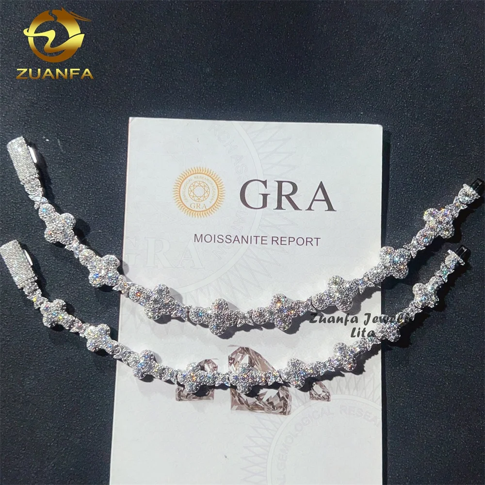 Iced Out Jewelry 10mm 13mm 925 Sterling Silver GRA Certificate Diamond ...