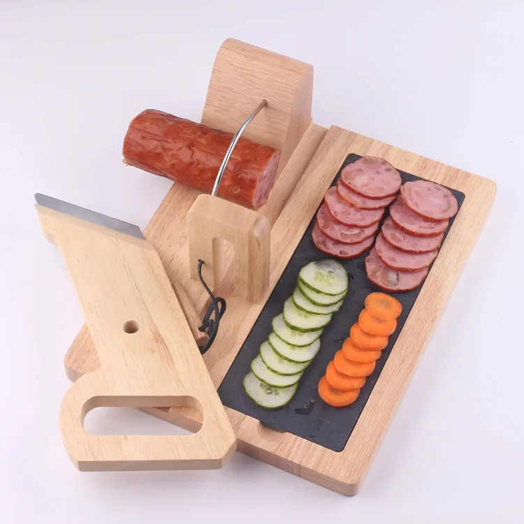 Wood Sausage Slicer Fruit Vegetable Frozen Meat Slicing Wooden Chorizo ...
