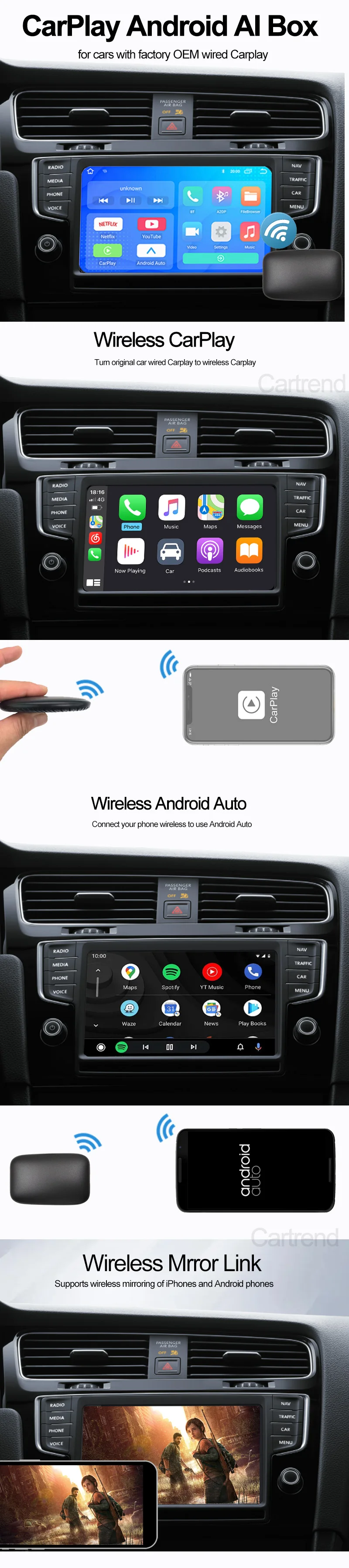 Carplay Ai TV Box - Netflix & Youtube Streaming Adapter