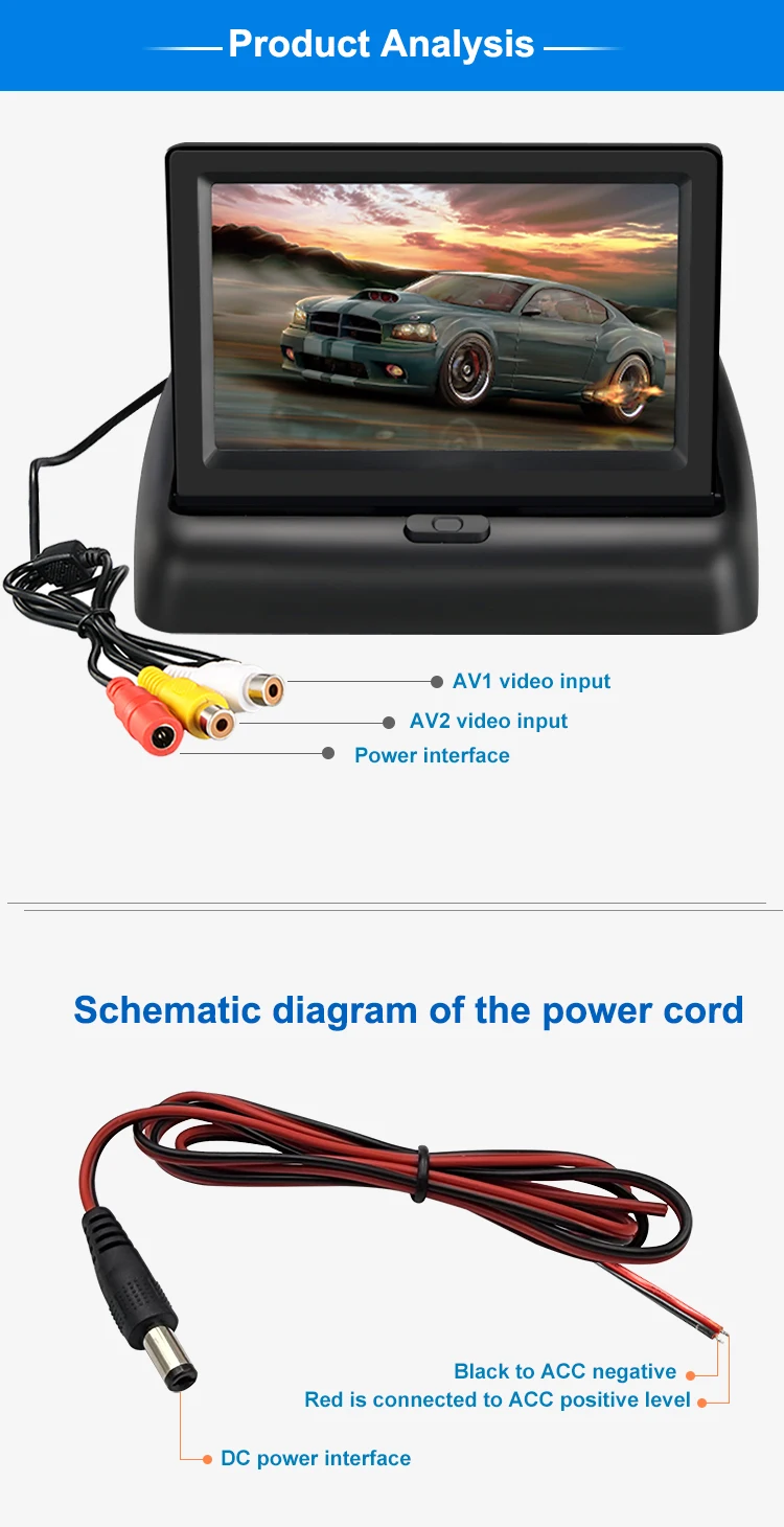 4.3 Inch Folding Smallest Car Rearview Video Input Car Tv Monitor - Buy ...