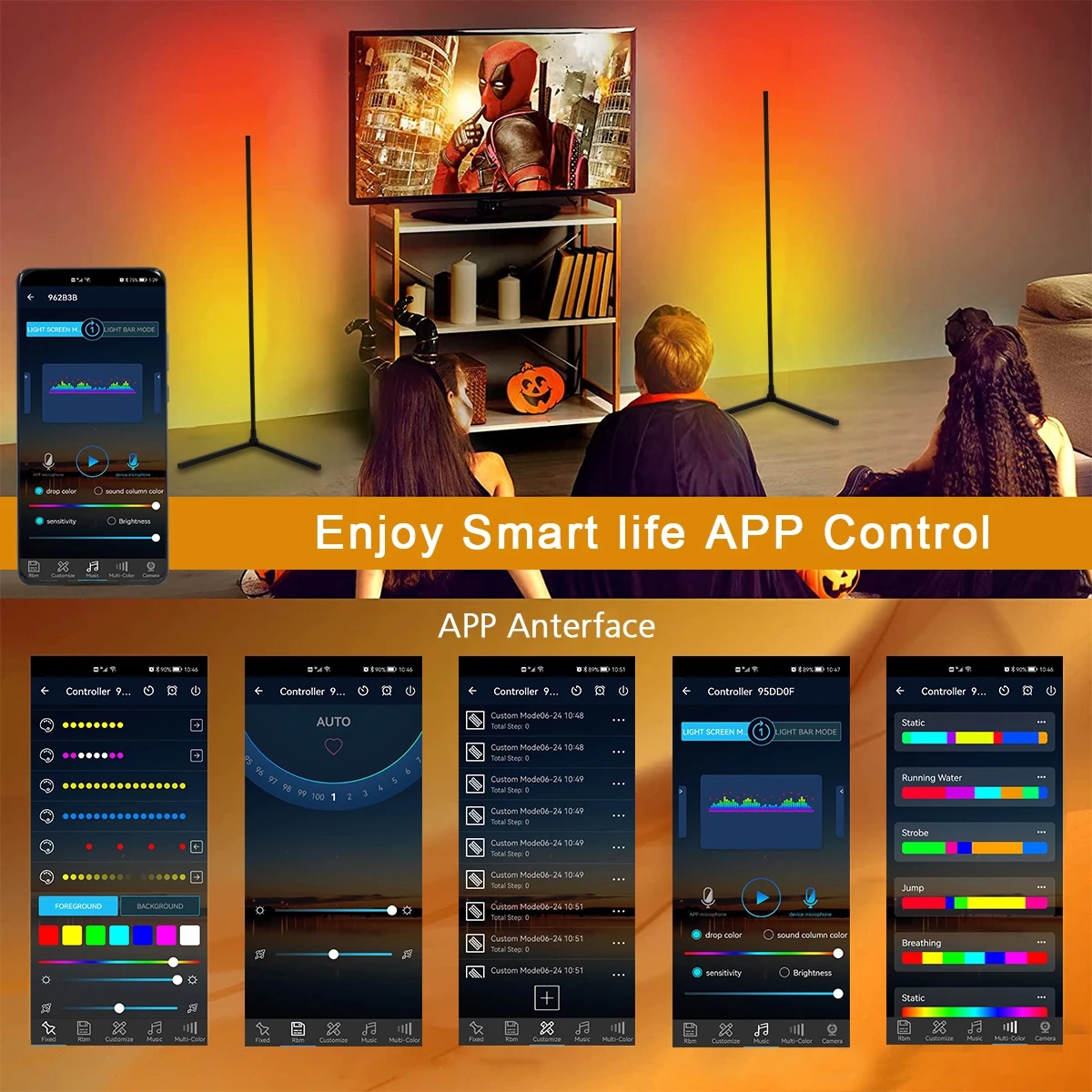 Alibaba.com: Nordic modern 140cm RGB LED floor lamp with smart app or ...