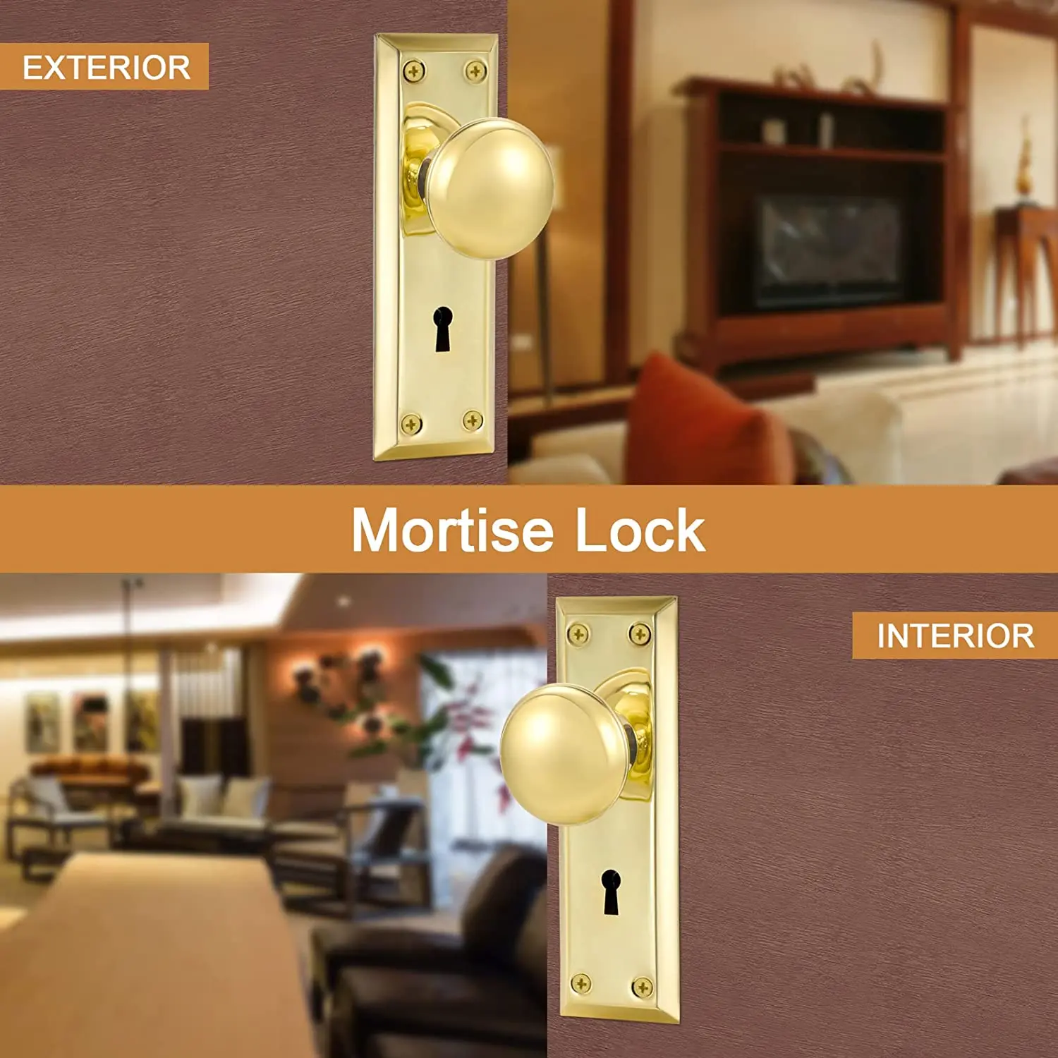 Matte Black Stainless Steel Lockset Residential Mortise Door Lock With ...